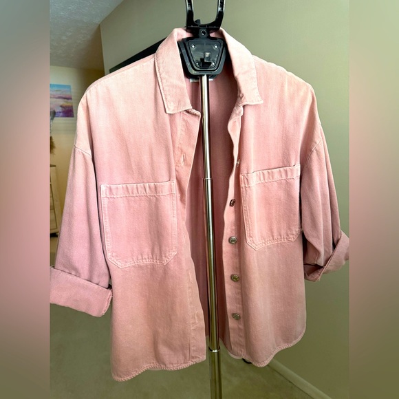 Zara | Jackets & Coats | Zara Blush Pink Denim Shirt | Poshmark